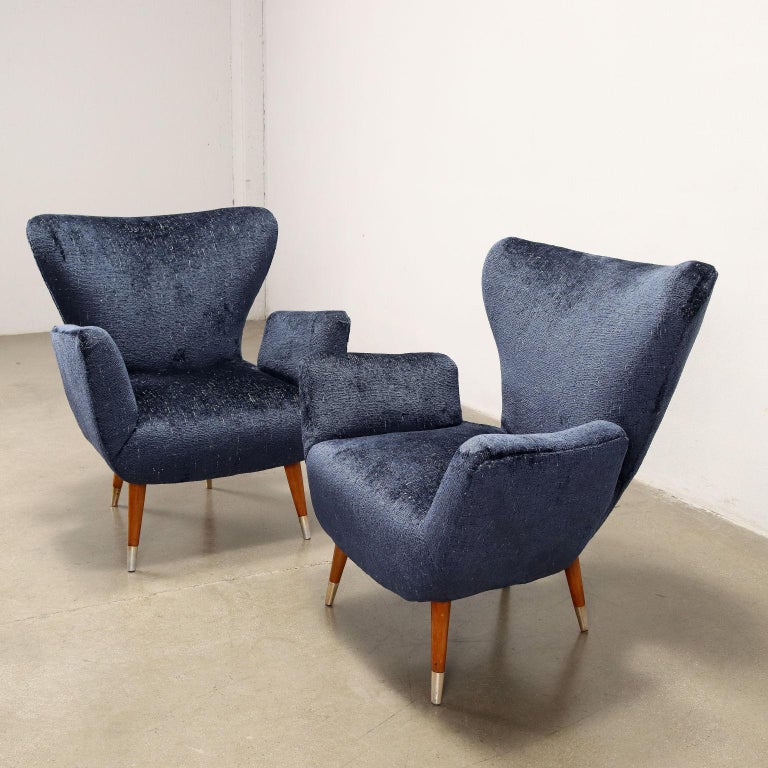 Pair of Vintage Armchairs Velvet Argentina 1950s For Sale at 1stDibs