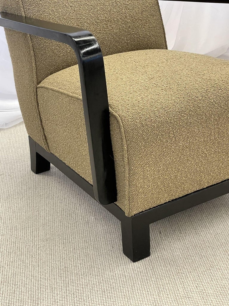 Pair of Vintage Art Deco Lounge / Arm Chairs, Ebony Wood, Boucle ...