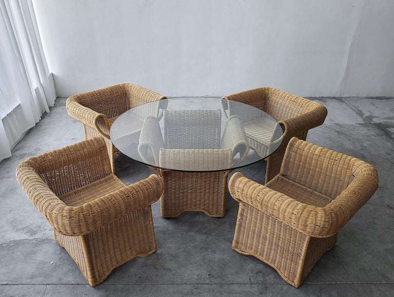 Pair of Vintage Arurog Wicker Chairs For Sale at 1stDibs