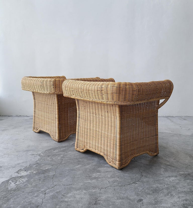 Pair of Vintage Arurog Wicker Chairs For Sale at 1stDibs