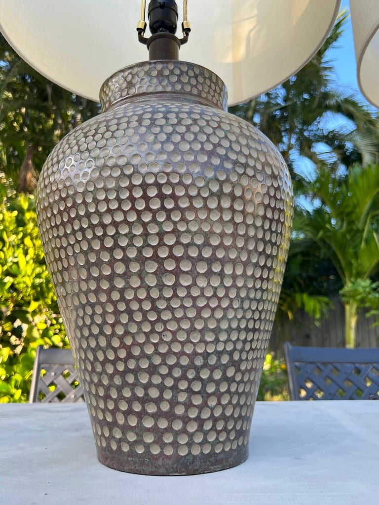 Pair of Vintage Asian Ginger Jar Lamps in Hammered Resin For Sale at ...