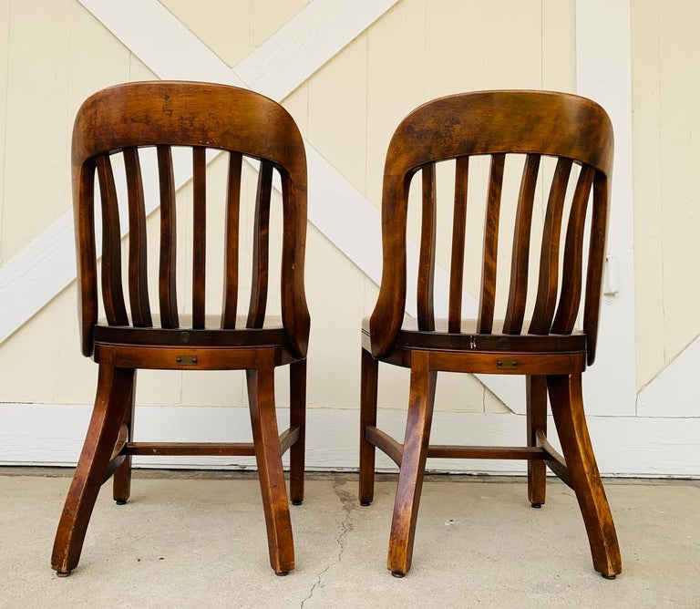 Pair of Vintage Bankers Chairs by Sikes of Buffalo N.Y. at 1stDibs