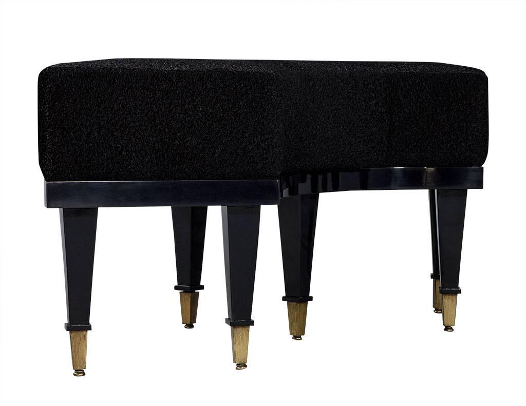Pair of Vintage Black Lacquer Demilune Benches at 1stDibs