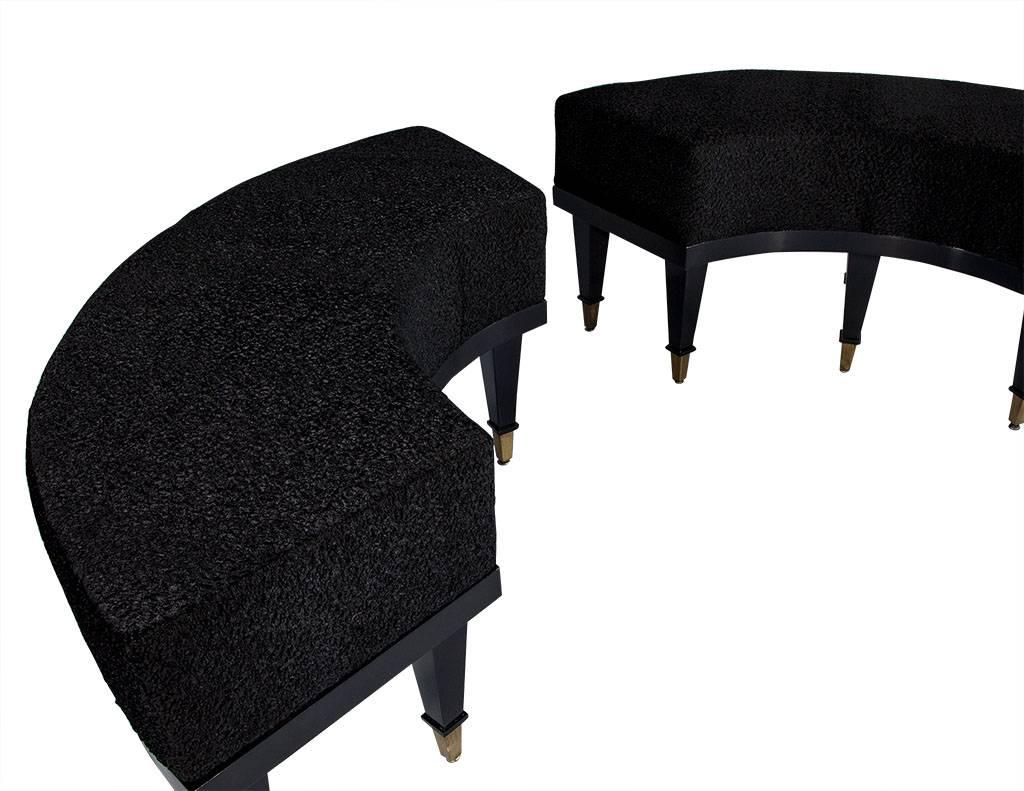 Pair of Vintage Black Lacquer Demilune Benches at 1stDibs