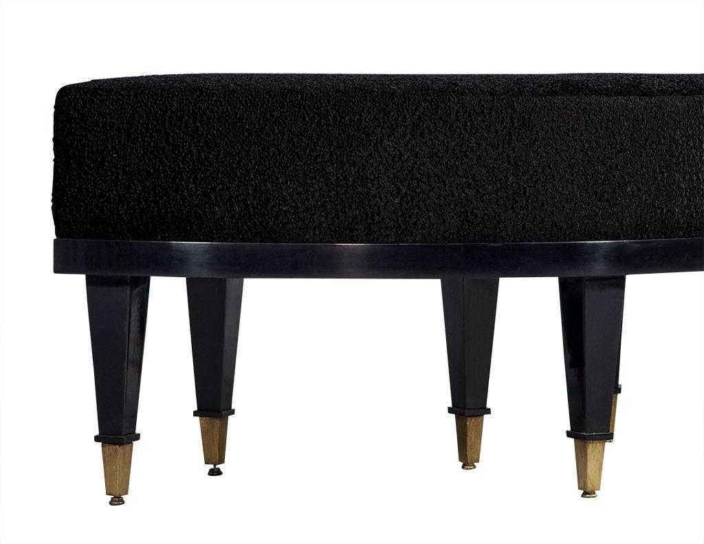 Pair of Vintage Black Lacquer Demilune Benches at 1stDibs