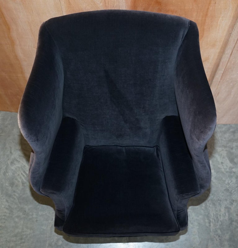 Pair of Vintage Black Velvet Upholstered George Hepplewhite Wingback ...