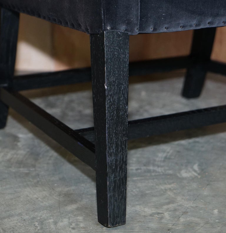 Pair of Vintage Black Velvet Upholstered George Hepplewhite Wingback ...