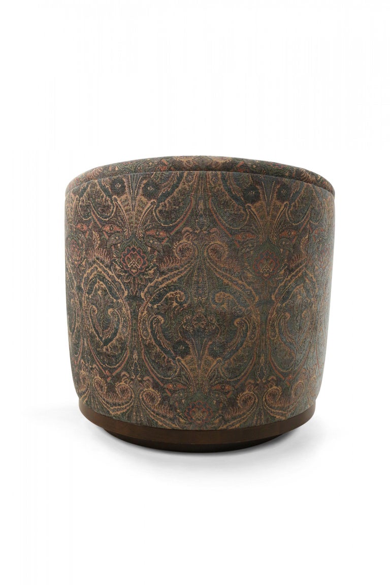 Pair of Vintage Blue Paisley Patterned Velvet Swivel Club Chairs For ...