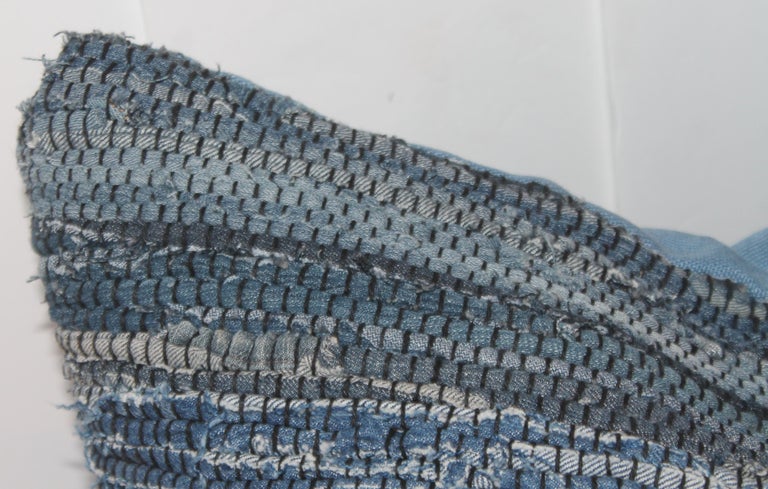Pair of Vintage Blue Rag Rug Custom Made Pillows, '2 Sets' For Sale at ...