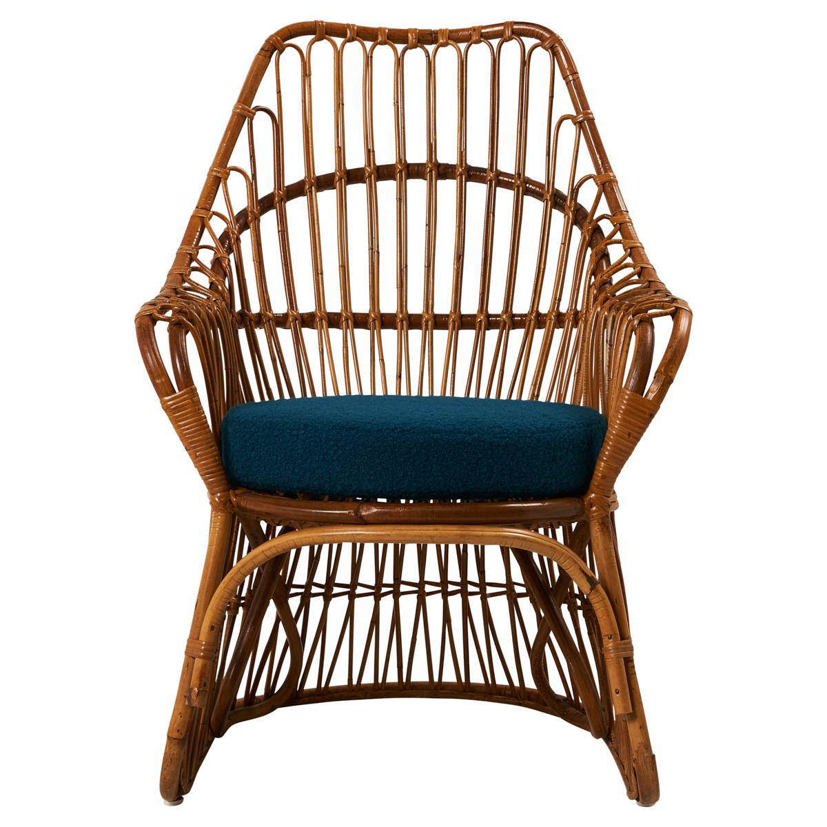 Pair of Vintage Bonacina Rattan Chairs For Sale at 1stDibs