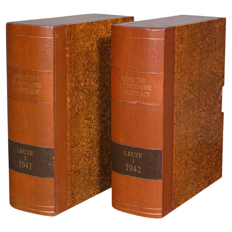 Pair of Vintage Book Boxes, English, Leatherbound, Secret Safe, Folio ...