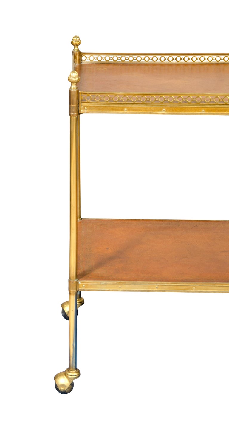 Pair of Vintage Brass and Leather End Tables at 1stDibs