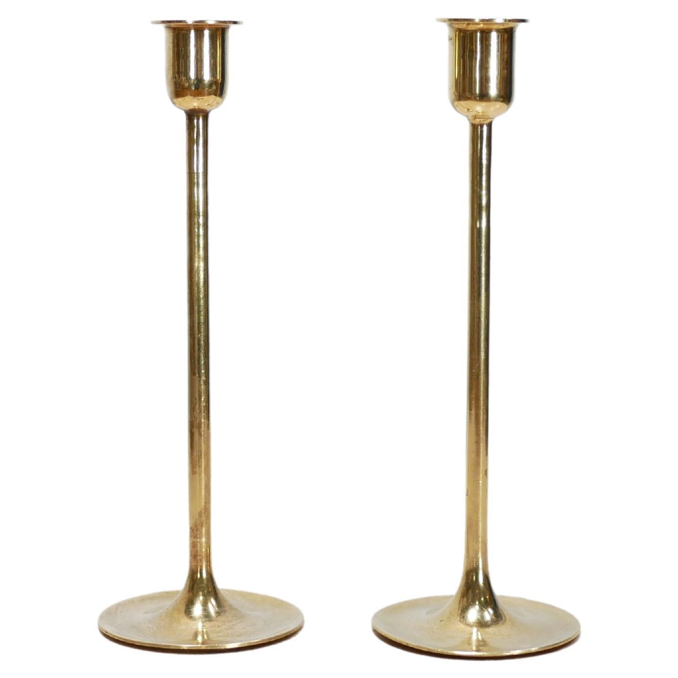 Vintage Pair of Gold Candlesticks with Elaborate Roses and Flowers at ...