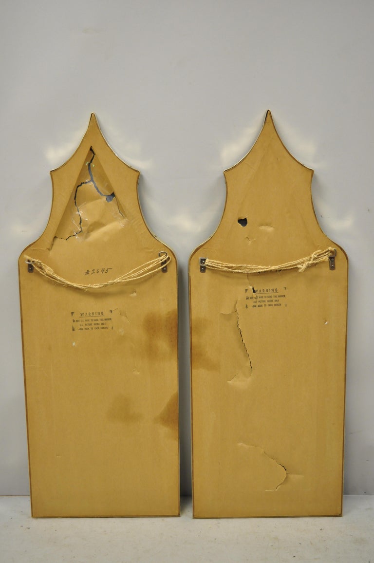 Pair of Vintage Brass Frame Arched Pagoda Keyhole Shaped Italian Wall ...