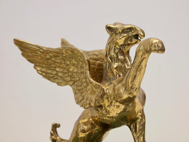 Pair of Vintage Brass Gryphon Figurines at 1stDibs