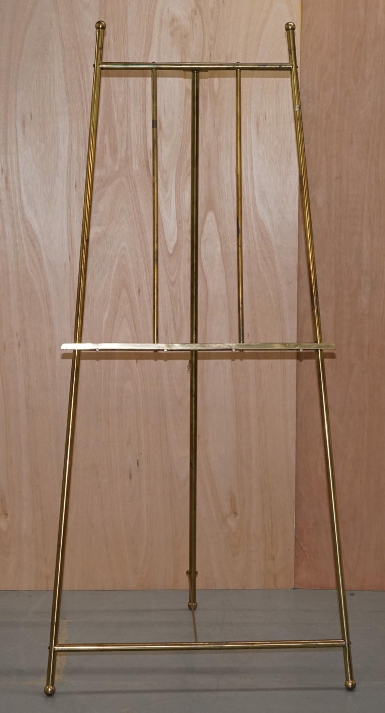 PAIR OF VINTAGE BRASS LARGE 203CM TALL FOLDING ARTIST EASELs PICTURE ...