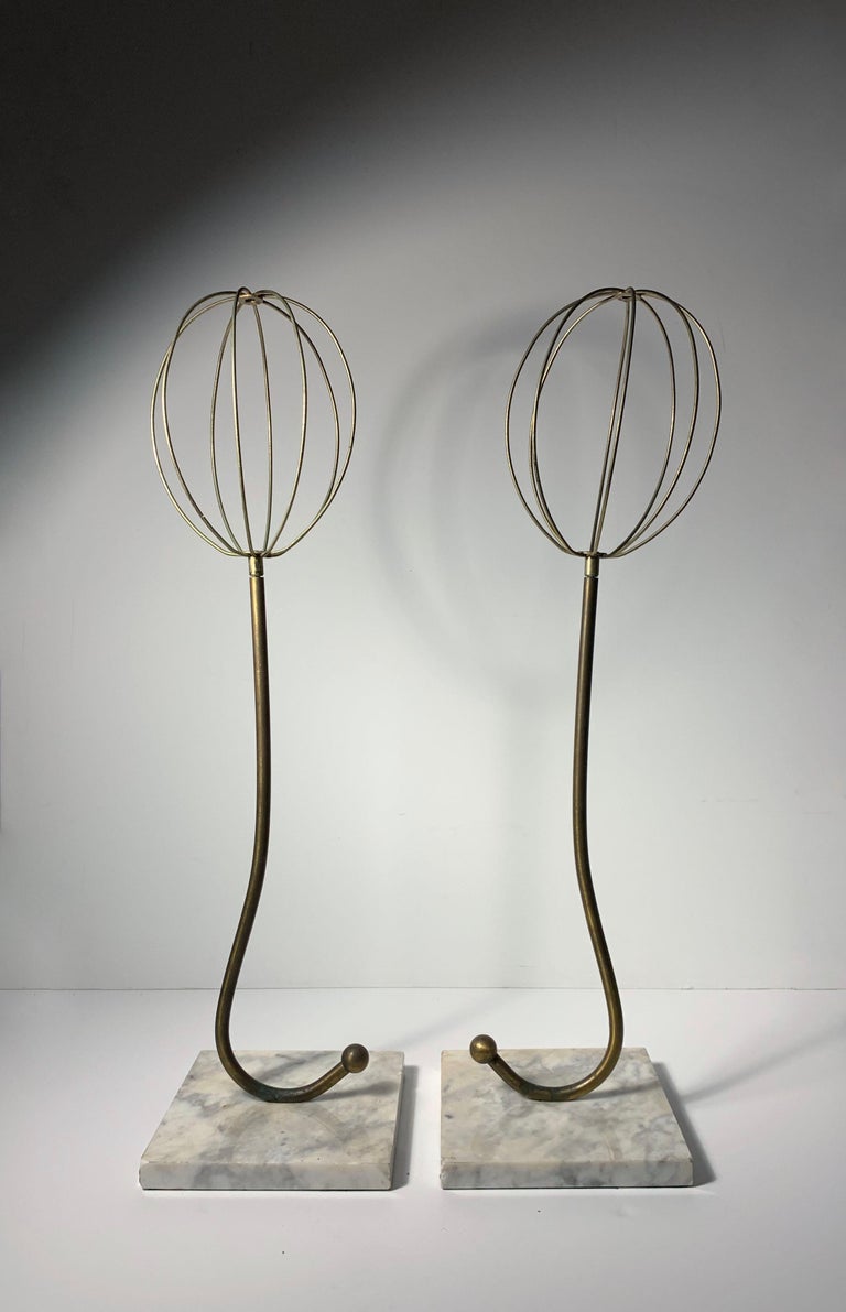 Pair of Vintage Brass Wire Mannequin Heads / Hat Rack Stand For Sale at ...