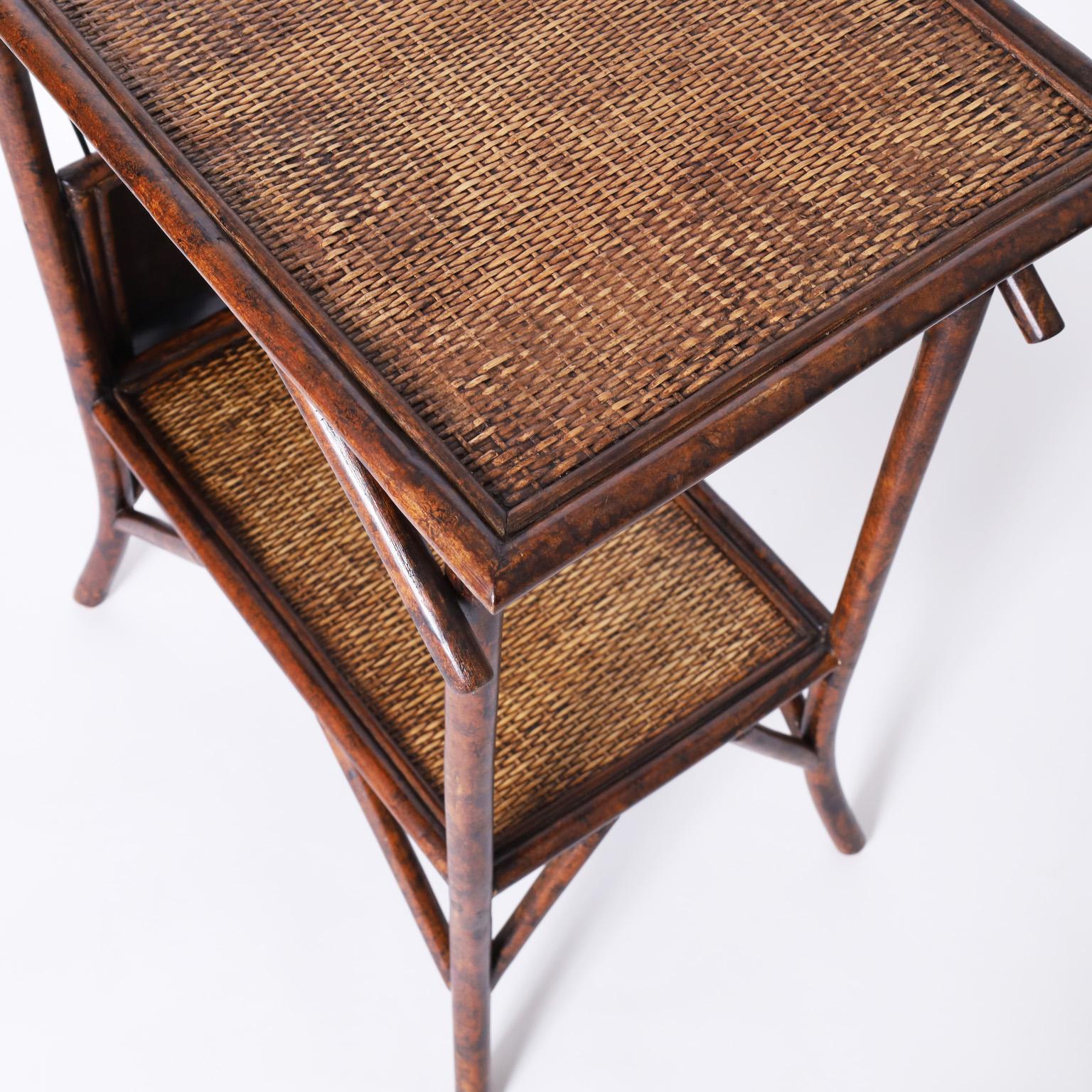 Pair of Vintage British Colonial Style Bamboo and Grasscloth Stands For ...