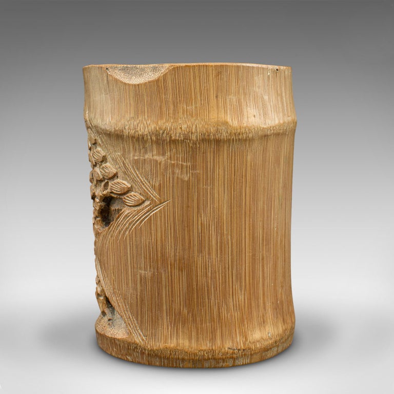 Pair of Vintage Brush Pots, Chinese, Hand Carved Bamboo, Dry Flower ...