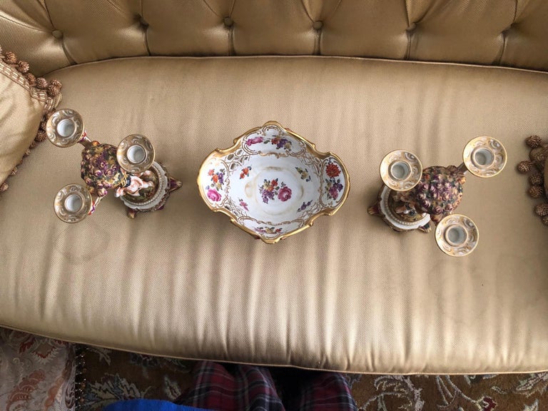 Pair of Vintage Capodimonte Candelabra and Compote at 1stDibs