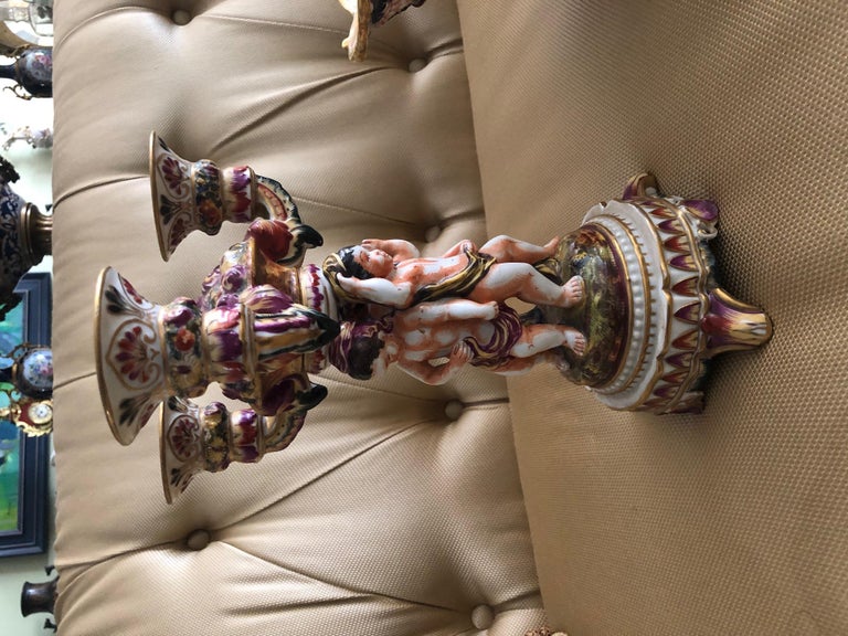 Pair of Vintage Capodimonte Candelabra and Compote at 1stDibs