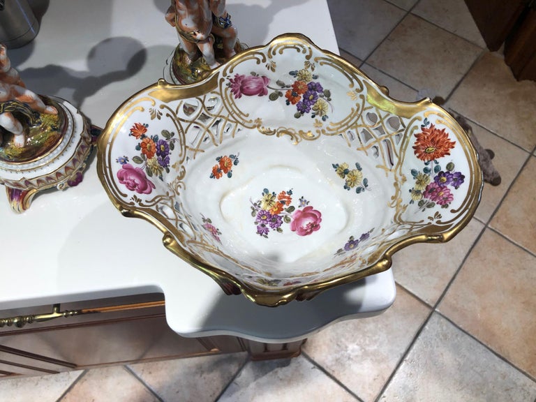 Pair of Vintage Capodimonte Candelabra and Compote at 1stDibs