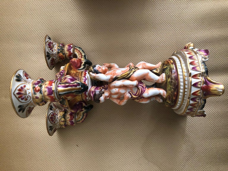 Pair of Vintage Capodimonte Candelabra and Compote at 1stDibs