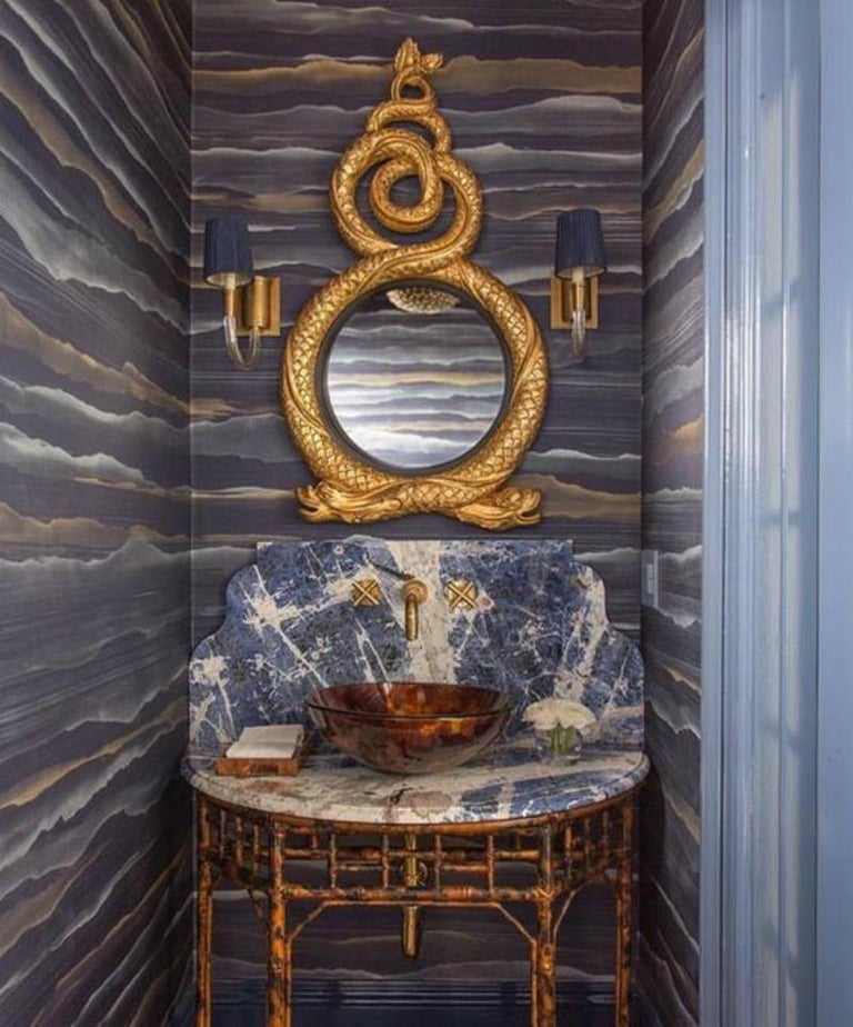 Pair of Vintage Carved Gilt Serpent Snake Wall Mirrors at 1stDibs