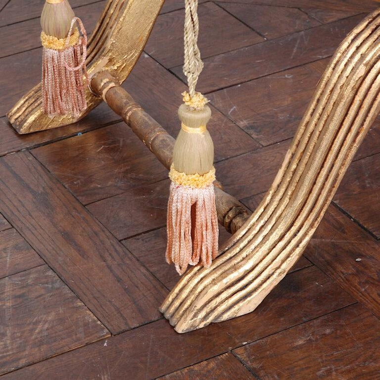 Pair of Vintage Carved Gilt X-Frame Stools For Sale at 1stDibs