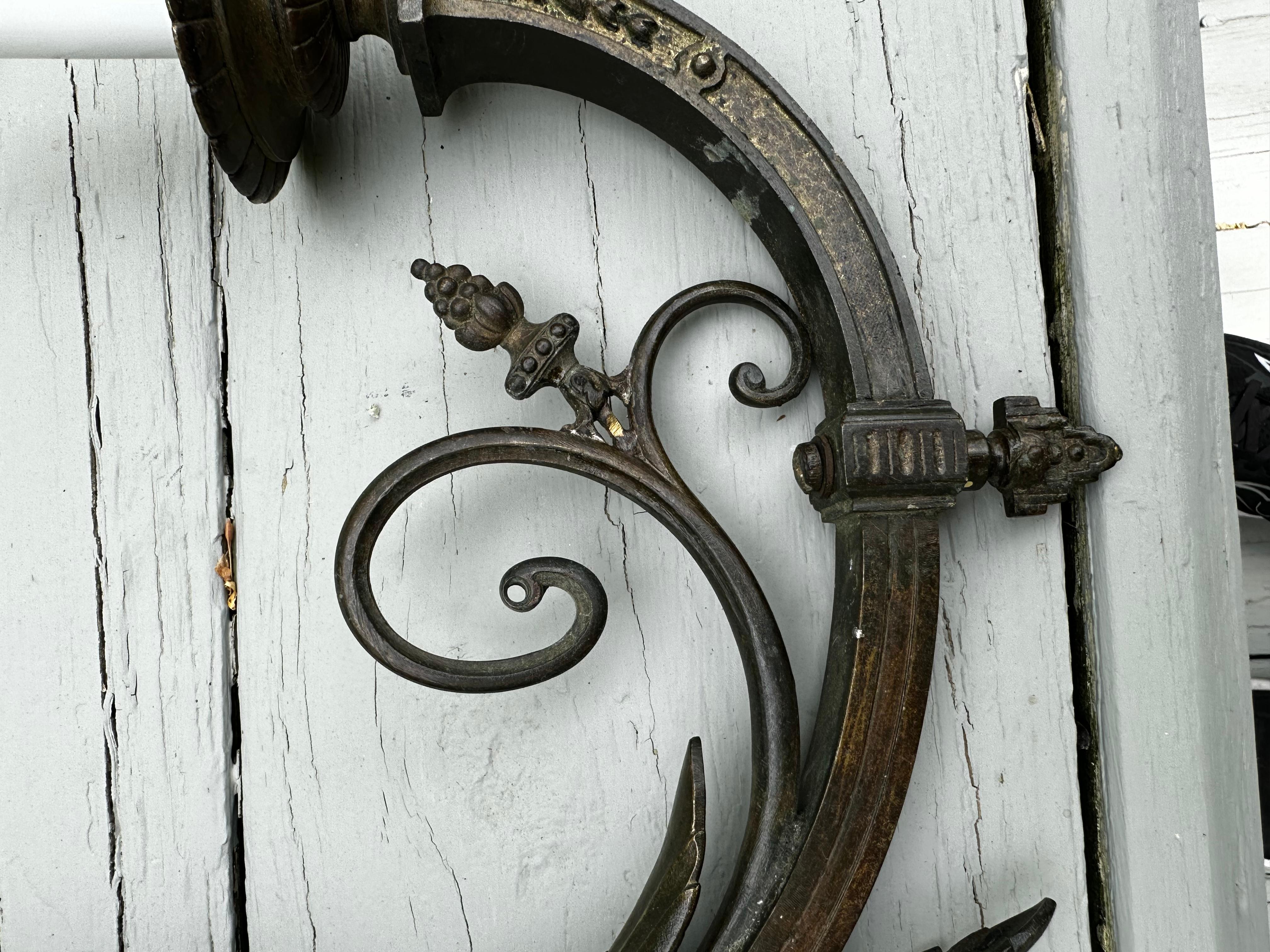 Pair of Vintage Cast Brass Restored Gas Wall Sconces For Sale at 1stDibs
