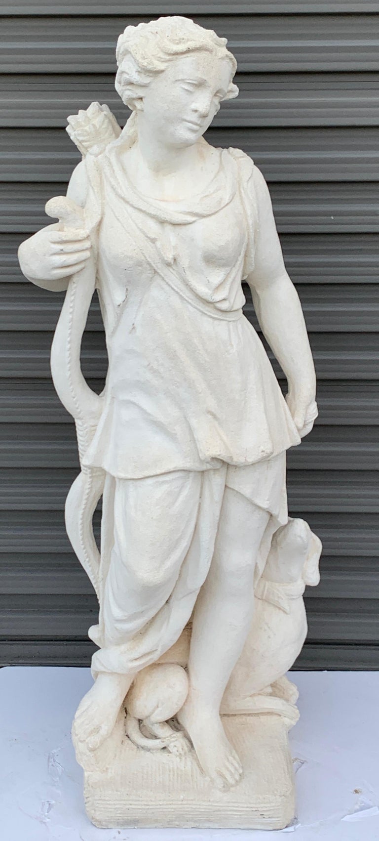 Pair of Vintage Cast Sone Statues of Apollo and Diana For Sale at 1stDibs