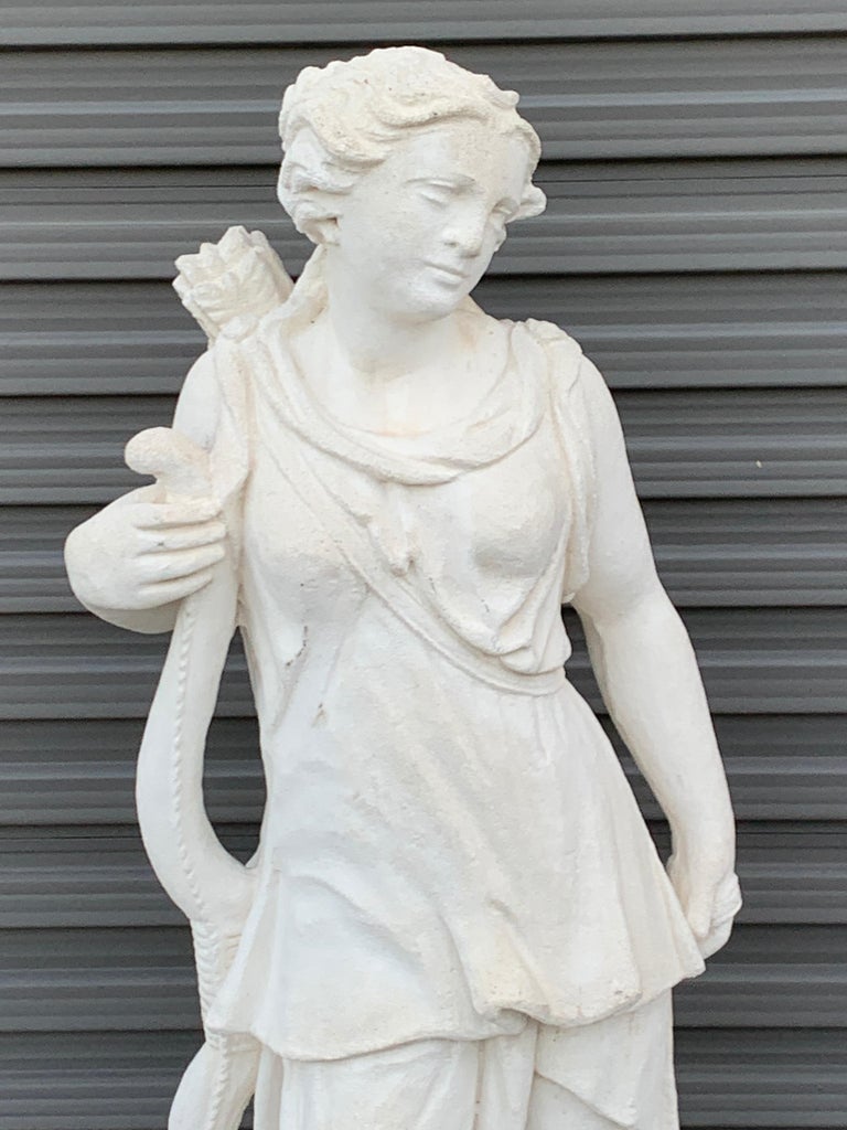 Pair of Vintage Cast Sone Statues of Apollo and Diana For Sale at 1stDibs