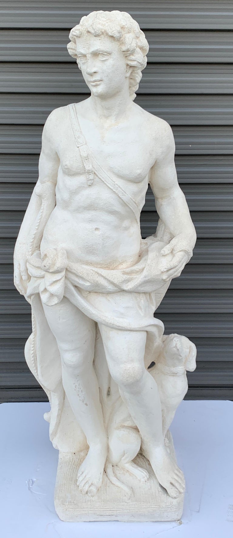 Pair of Vintage Cast Sone Statues of Apollo and Diana For Sale at 1stDibs