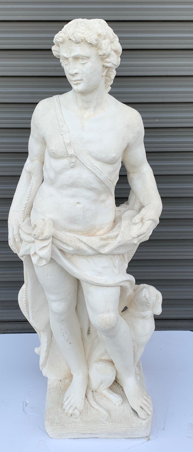 Pair of Vintage Cast Sone Statues of Apollo and Diana For Sale at 1stDibs