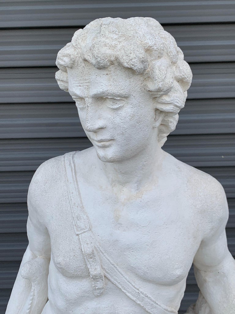 Pair of Vintage Cast Sone Statues of Apollo and Diana For Sale at 1stDibs