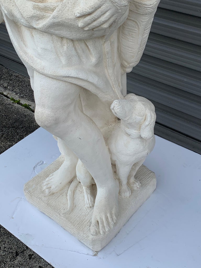Pair of Vintage Cast Sone Statues of Apollo and Diana For Sale at 1stDibs
