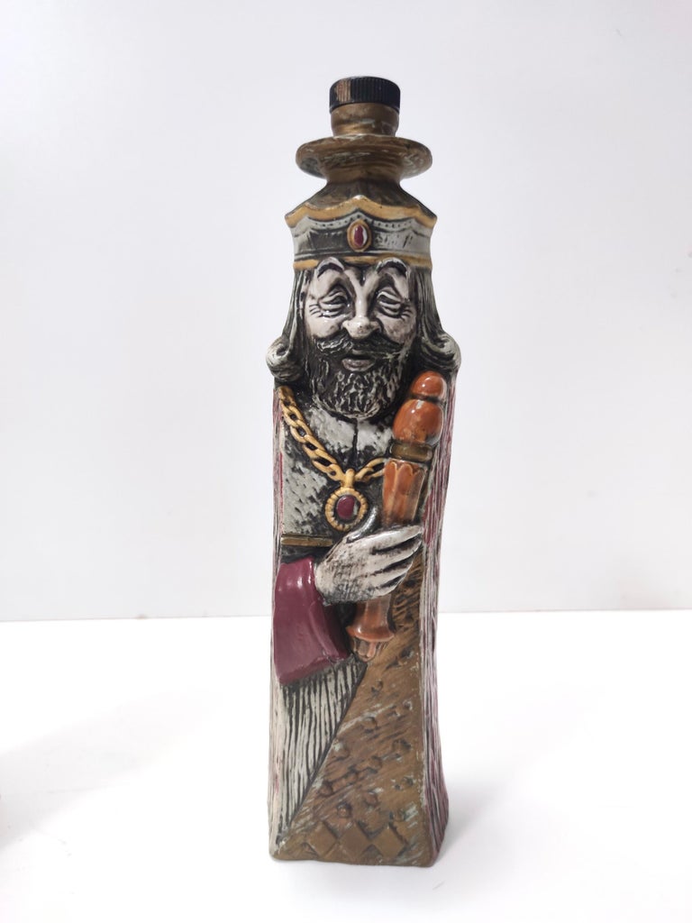Pair of Vintage Ceramic Liquor Bottles Representing a King and a Queen ...