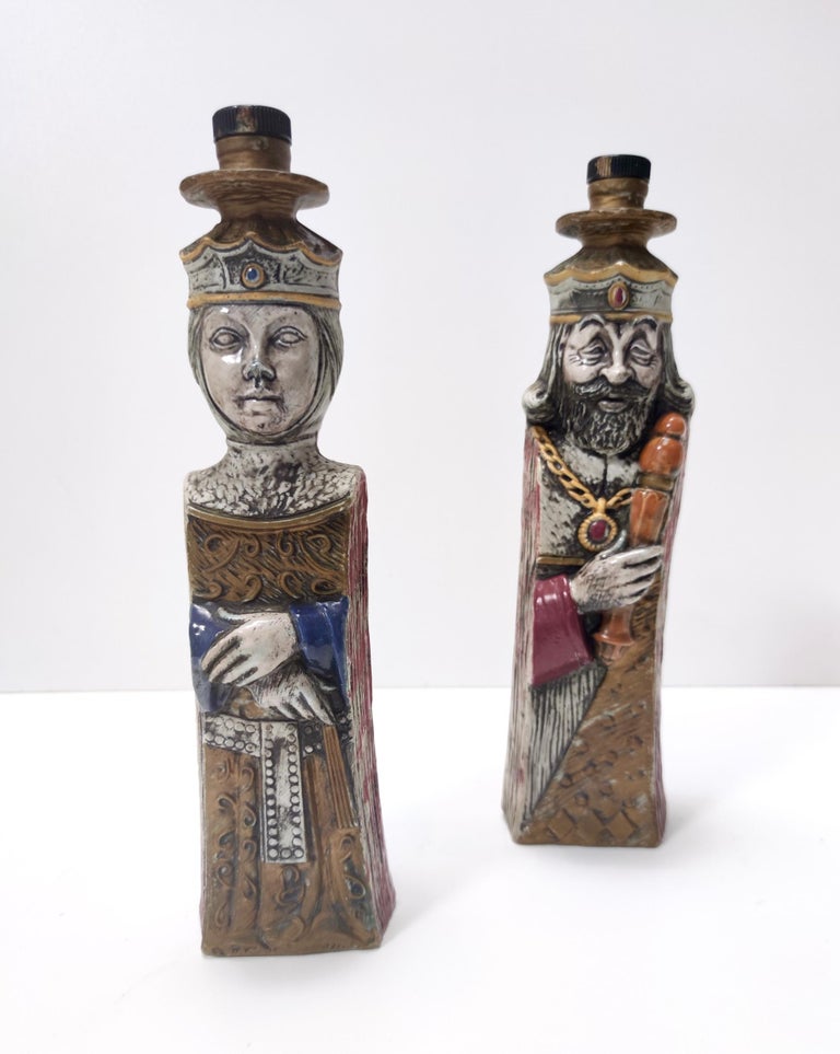 Pair of Vintage Ceramic Liquor Bottles Representing a King and a Queen ...