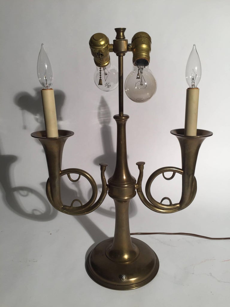 Pair of Vintage Chapman French Horn Lamps For Sale at 1stDibs