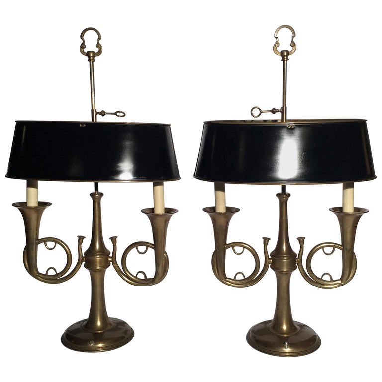 Pair of Vintage Chapman French Horn Lamps For Sale at 1stDibs