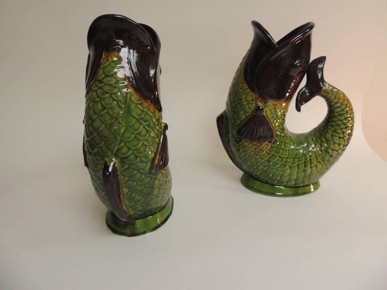 Pair of Vintage Chinese Hand-Painted Fish Vases at 1stDibs
