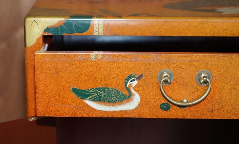 Pair of Vintage Chinese Lacquered Side End Bedside Tables Ducks Hand ...