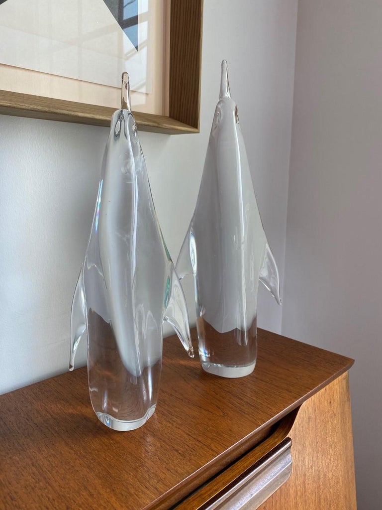 Pair of Vintage Crystal Penguin Sculptures by FM Konstglas For Sale at ...