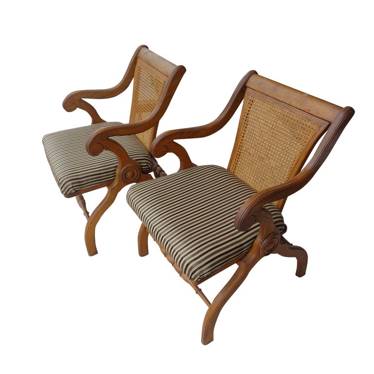 Pair of Vintage Curule Arm Chairs at 1stDibs