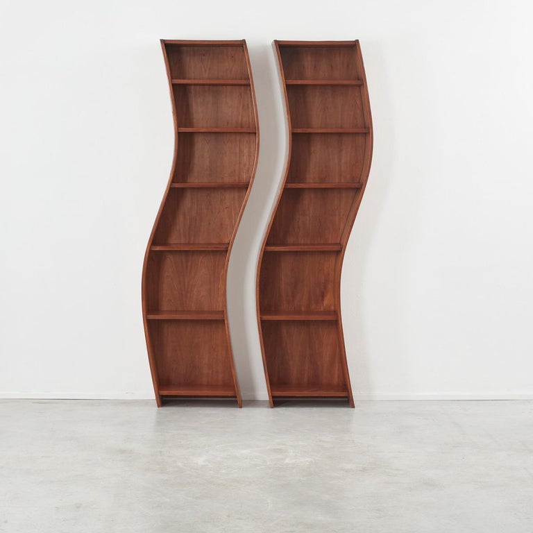 Pair of Vintage Custom Wavy Wooden Shelves, Late 20th Century For Sale ...