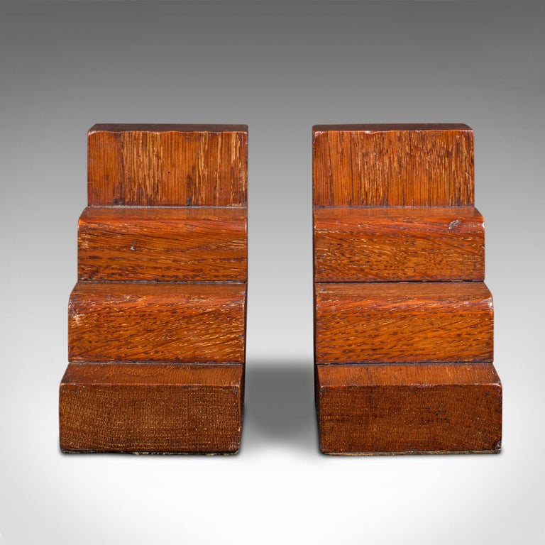 Pair of Vintage Decorative Bookends, English, Oak, Book Rest, Art Deco ...