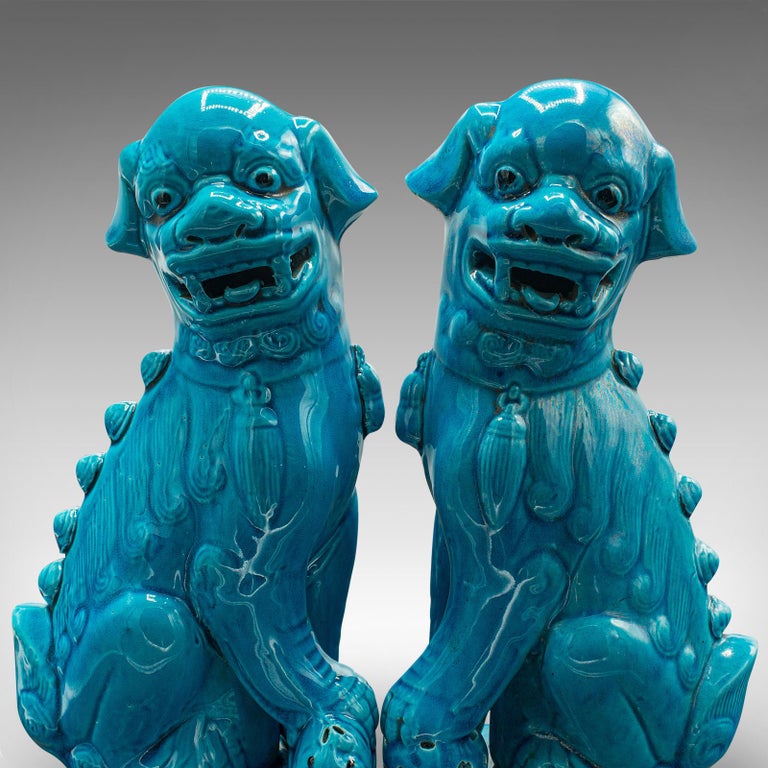 Pair of Vintage Dog Statues, Oriental, Dog of Fo, Bookends, Art Deco ...