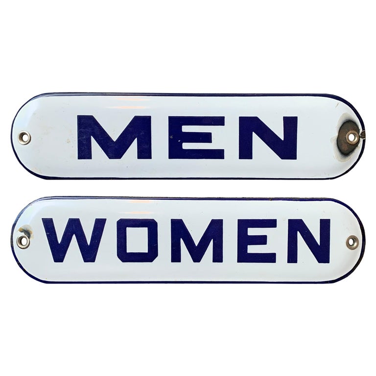 Pair of Vintage Enamel Restroom Signs at 1stDibs | vintage restroom ...
