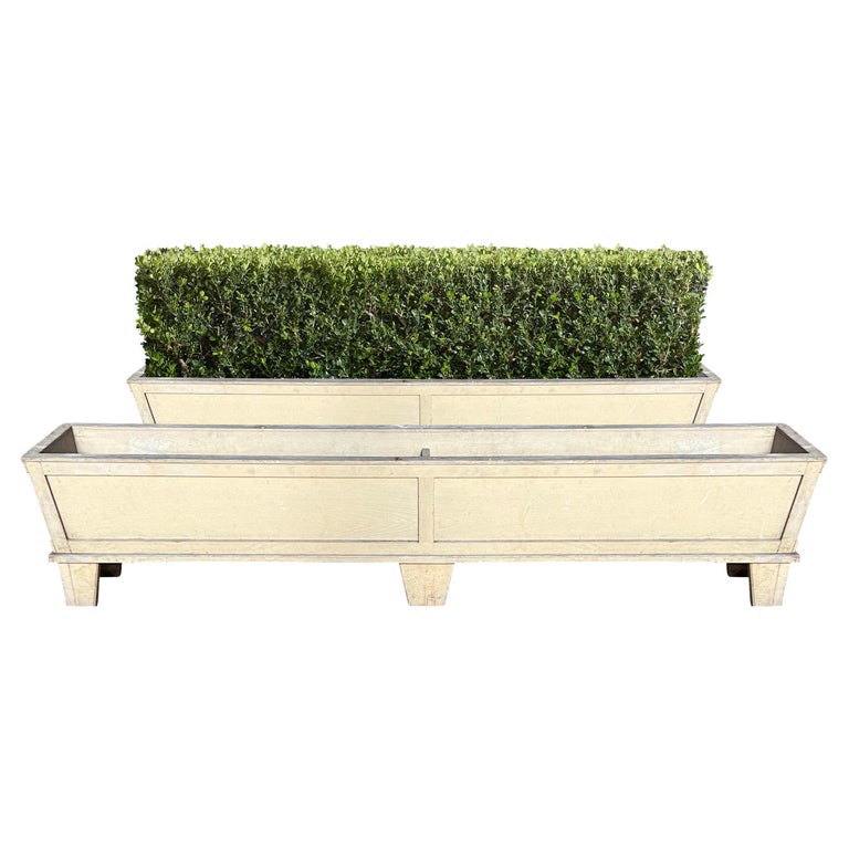 Pair of Vintage English Wood Planter Boxes For Sale at 1stDibs