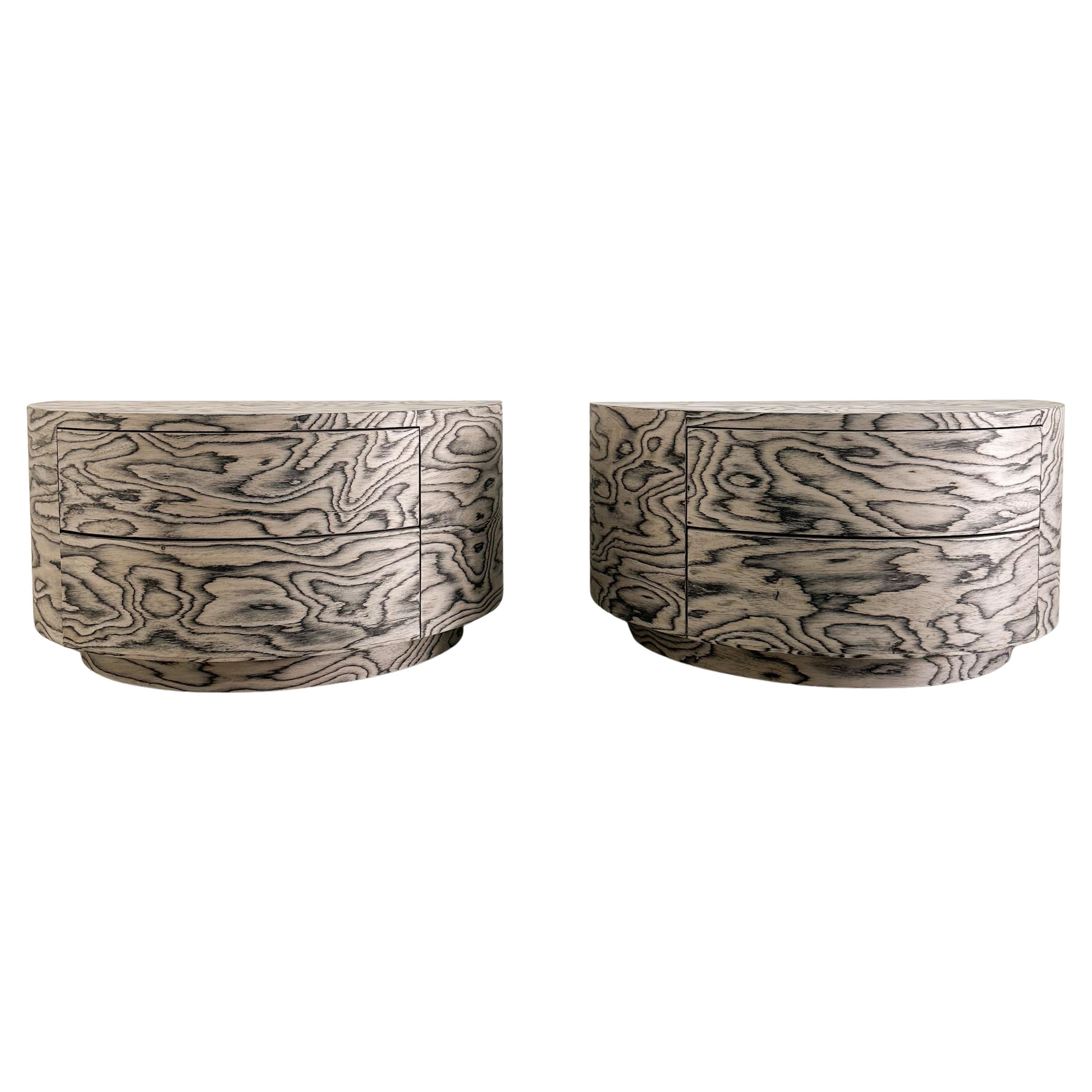 Vintage Pair of Textured Wood Veneer Nightstands 80s Postmodern Retro ...